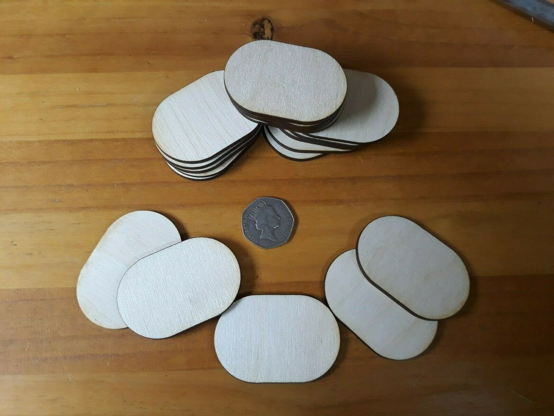 20x Ply Wood Shapes 3mm Blanks - Rectangle Rounded - 4 X 6cm (40 X 60mm ...
