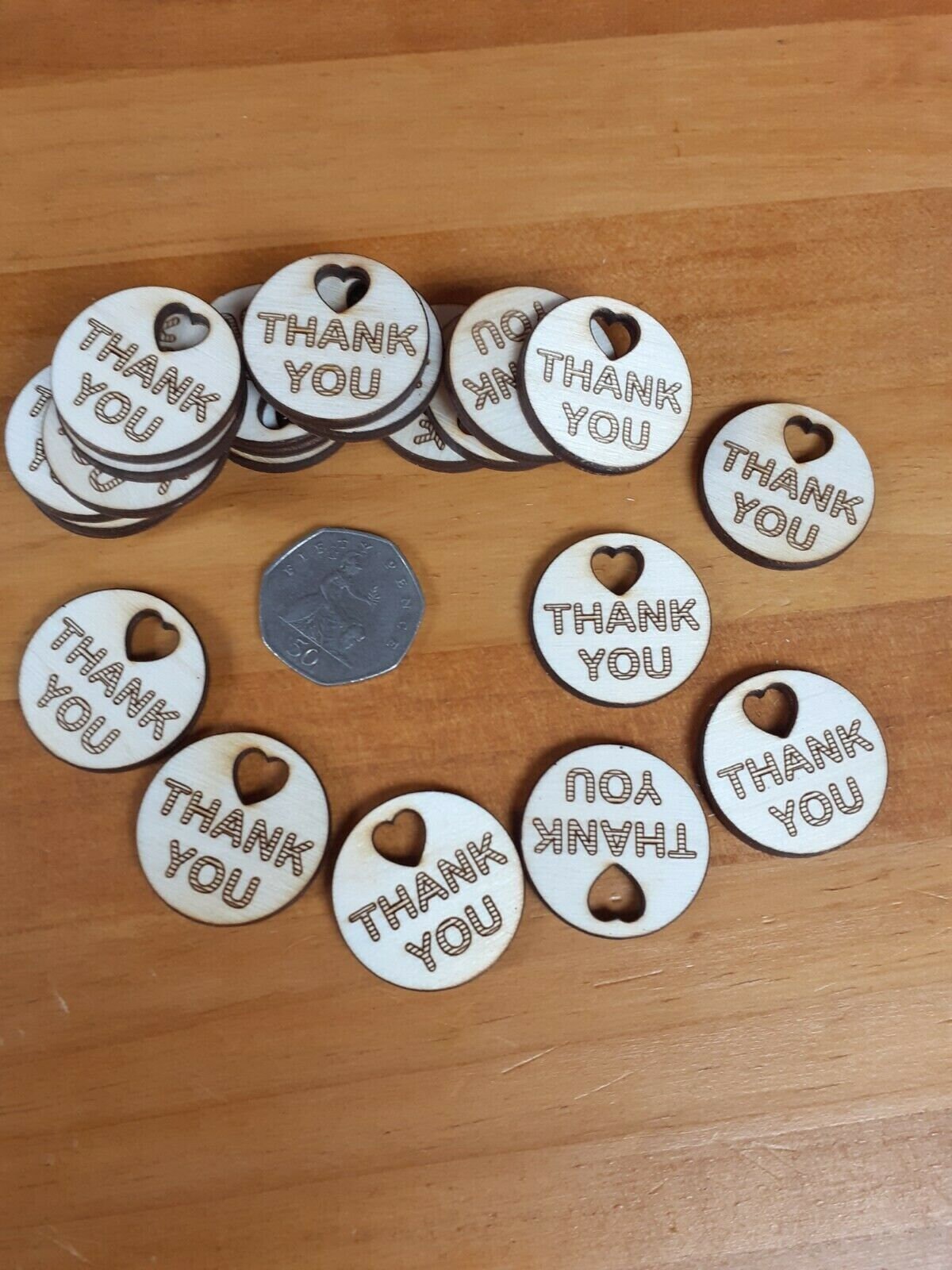 20 X Little Thank You Circle Token Pocket Circle Engraved - Etsy
