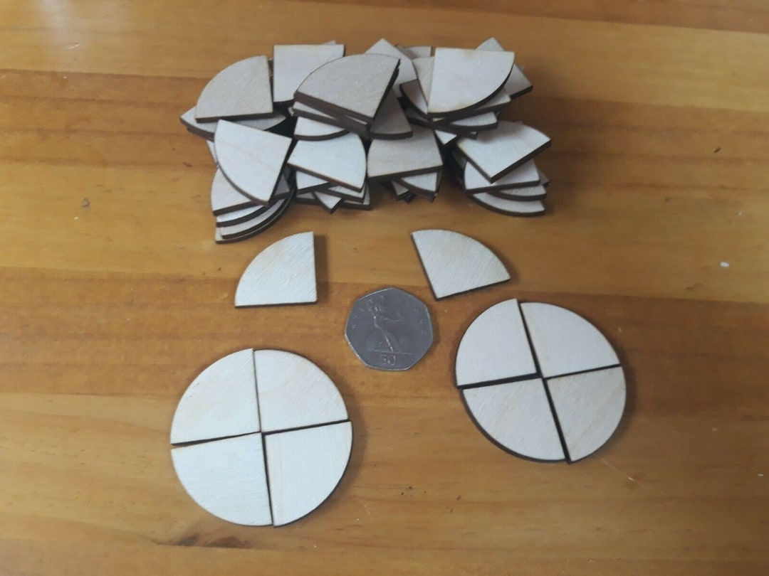 60x Quarter Circle Wooden Craft Shapes Wood Diy Decoration Disc Plaque ...