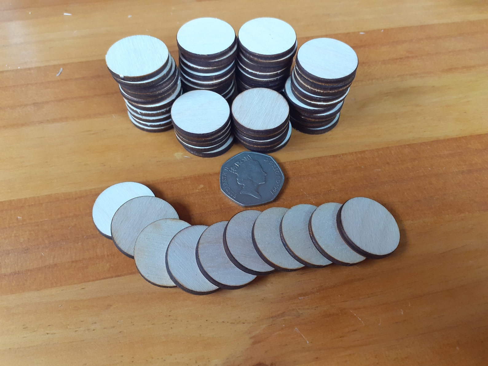 60x 25mm/2.5cm Wooden Circle Craft Shapes Wood DIY Decoration Disc ...