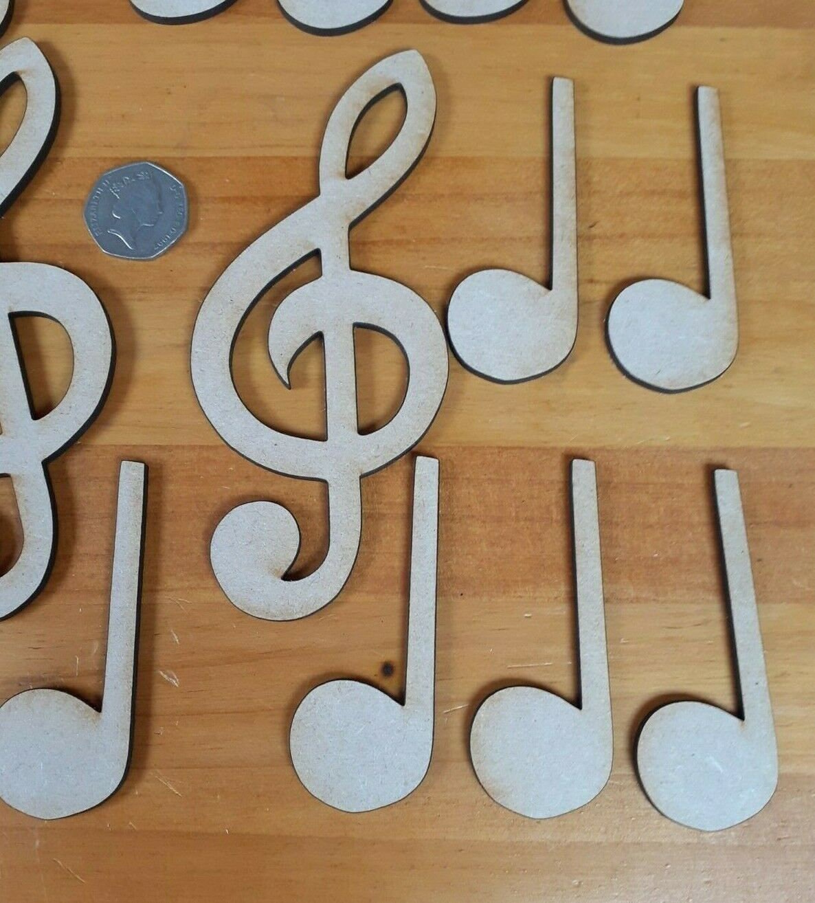 16x Large Music Notes Wooden Craft Shapes MDF Wood DIY Decoration Notes ...