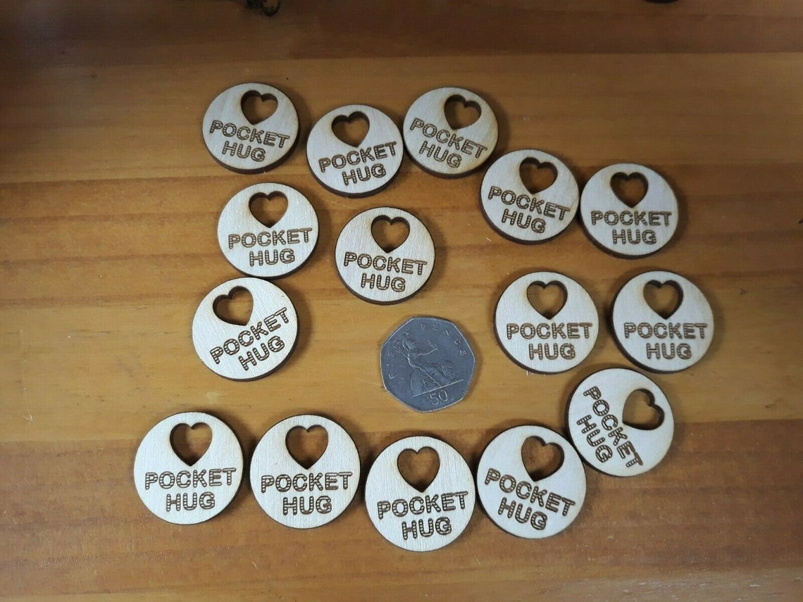 15 X Little Hug Token, Pocket Hug Wood Engraved Love Thank You Gift - Etsy