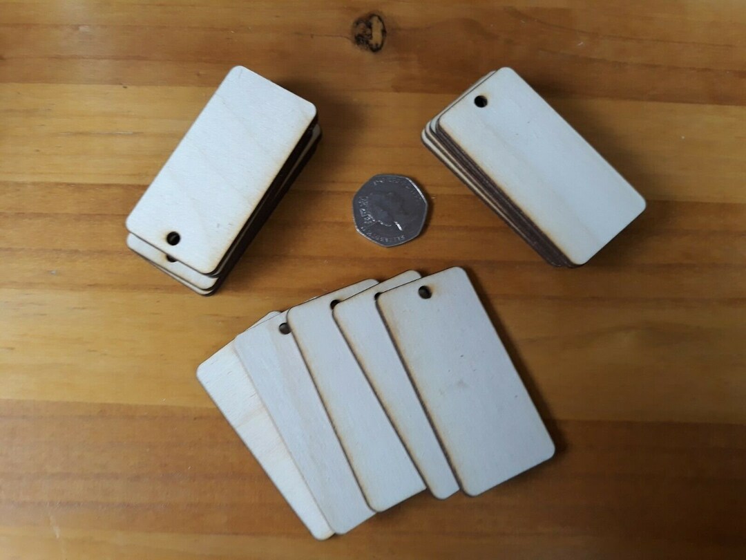 18x Ply Wood Shapes 3mm Blanks - Long Rectangle Shape - 3.5 X 7cm (35 X ...