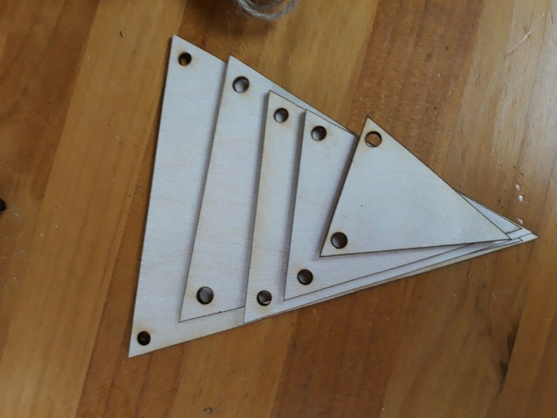 15x Wooden Bunting Triangle Craft Shapes 3mm Plywood Various Sizes ...