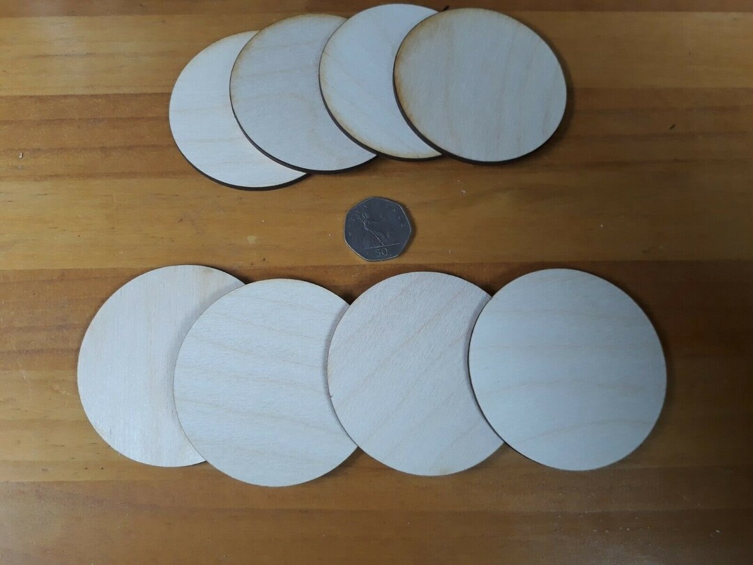 8x 75mm/7.5cm Wood Circle Craft Shapes Wooden Diy Decoration Disc ...
