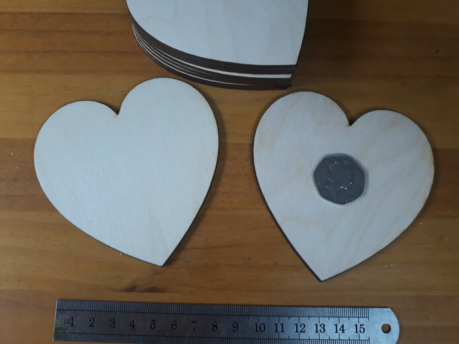 100mm/10cm Wood Heart Craft Shapes Coasters Diy Decoration Disc Plaque ...