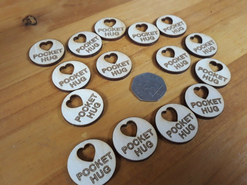 15 X Little Hug Token, Pocket Hug Wood Engraved Love Thank You Gift - Etsy
