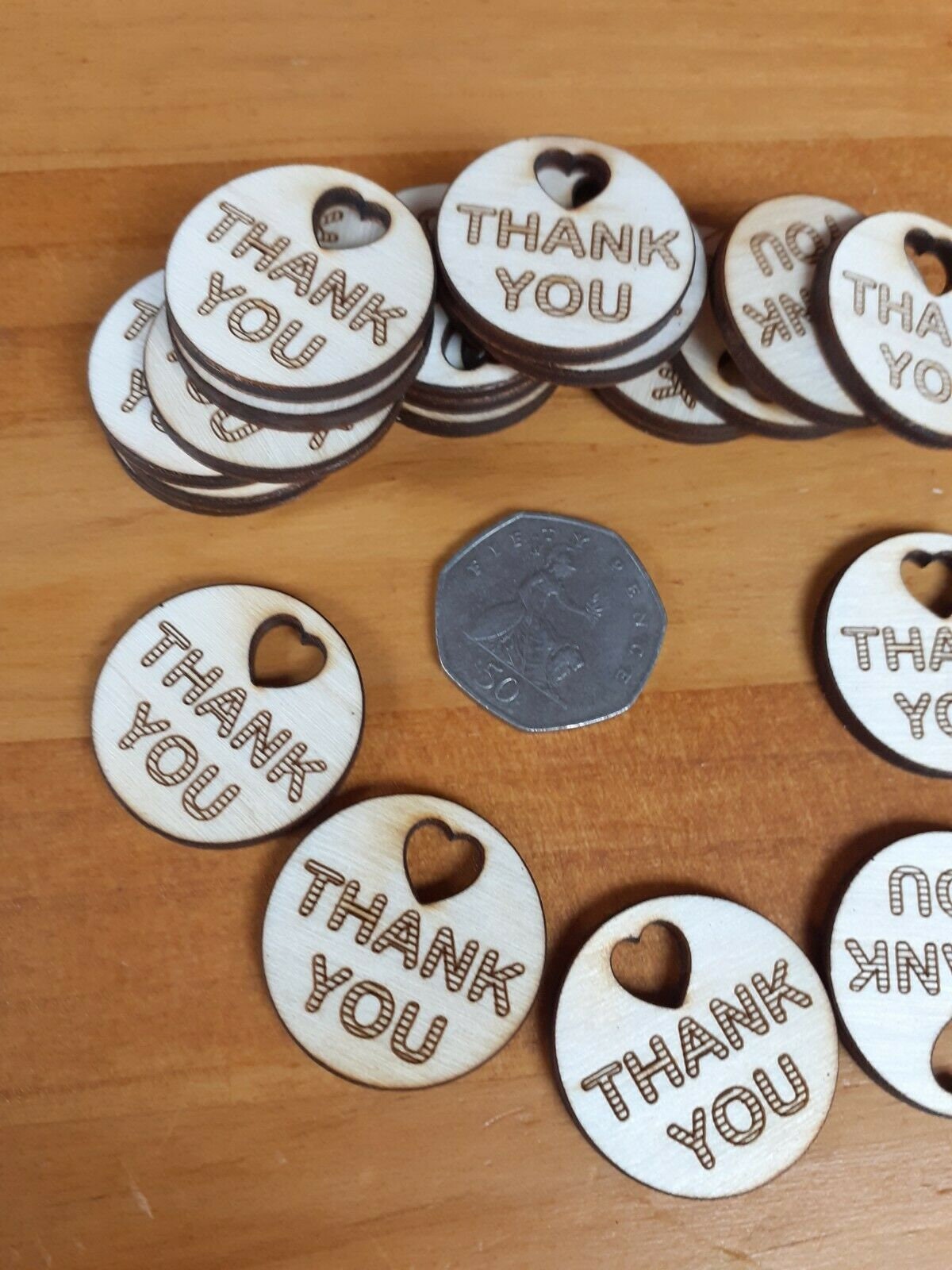 20 X Little Thank You Circle Token Pocket Circle Engraved - Etsy