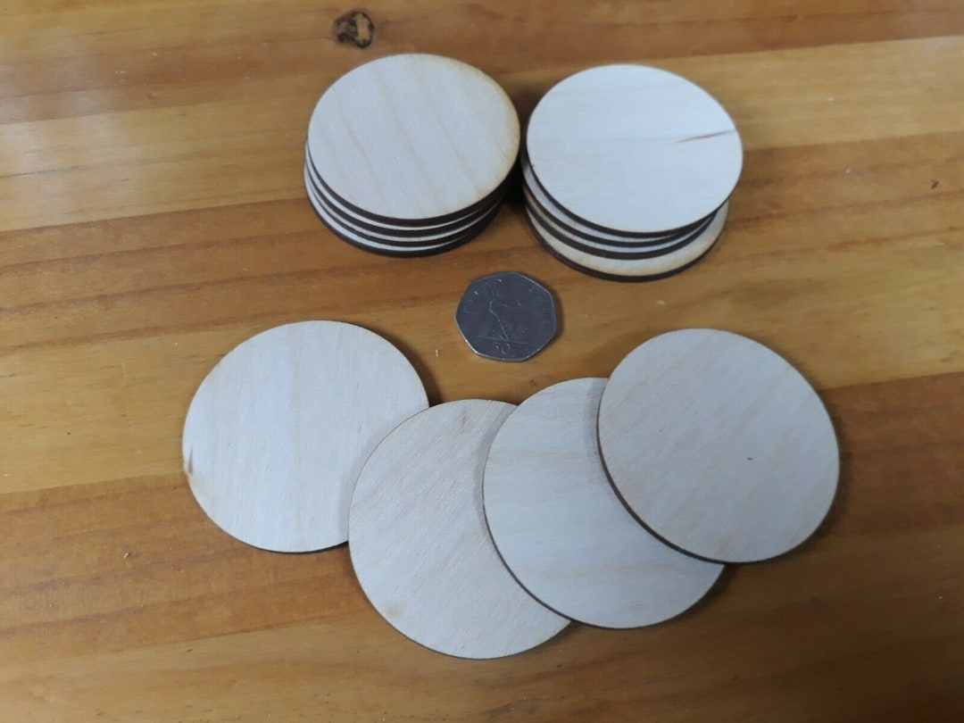 12x 60mm/6cm Wooden Circle Craft Shapes Wood Diy Decoration Disc Plaque ...