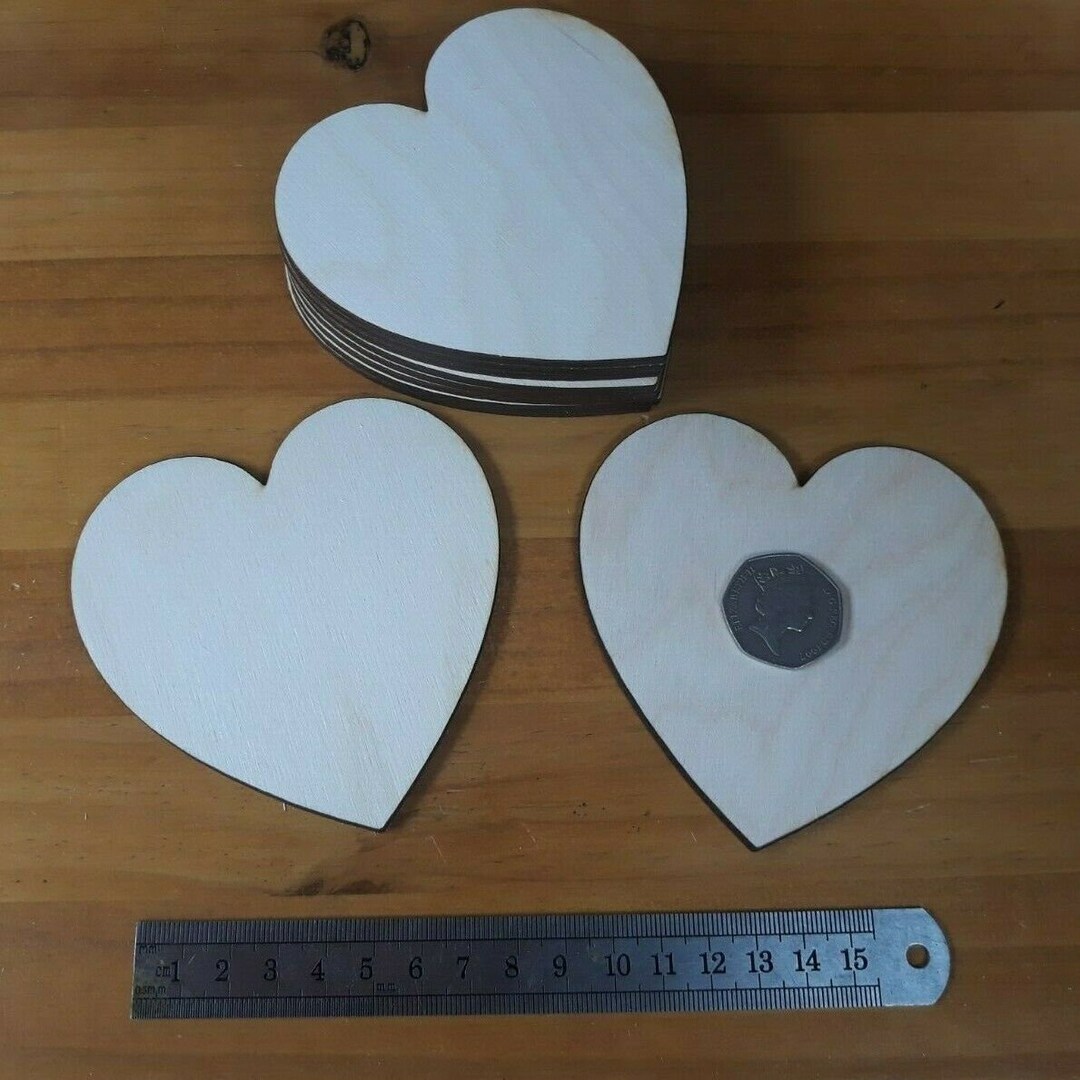100mm/10cm Wood Heart Craft Shapes Coasters Diy Decoration Disc Plaque ...