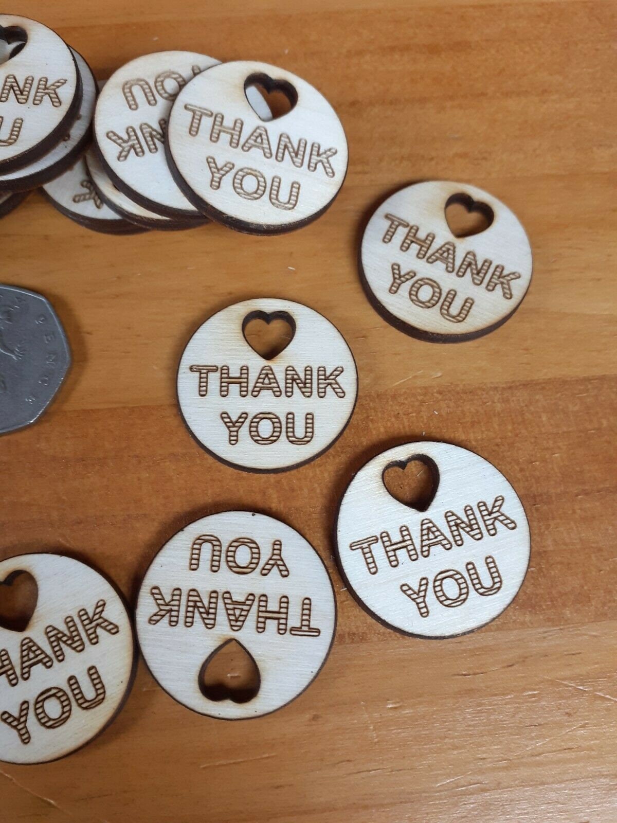 20 X Little Thank You Circle Token Pocket Circle Engraved - Etsy