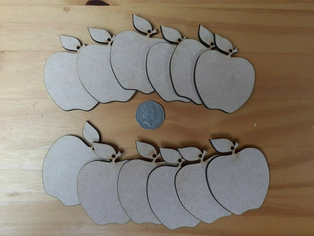 12x Mdf Wooden Apple Craft Shapes Wood Diy Decoration Disc - Etsy