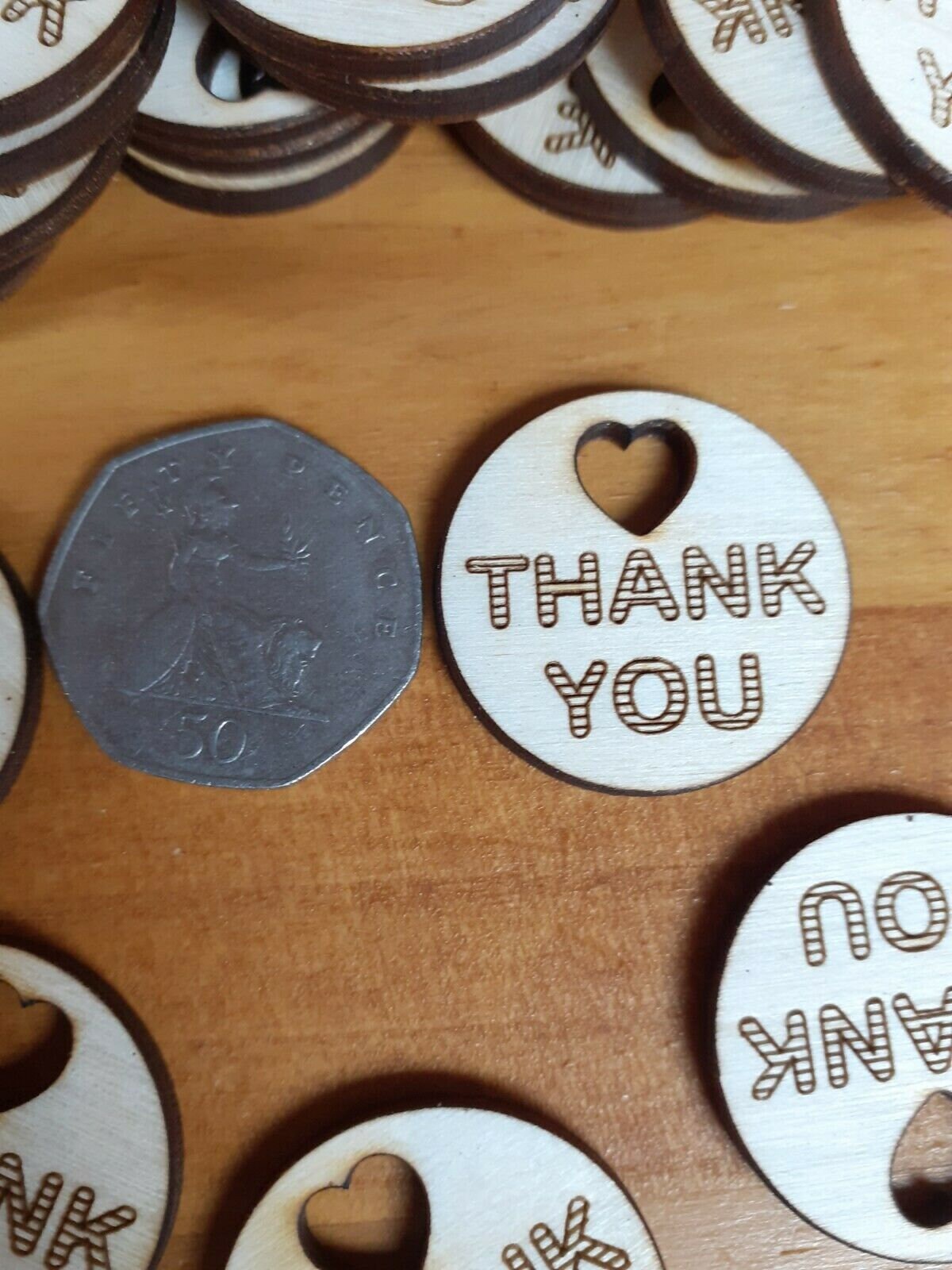 20 X Little Thank You Circle Token Pocket Circle Engraved - Etsy