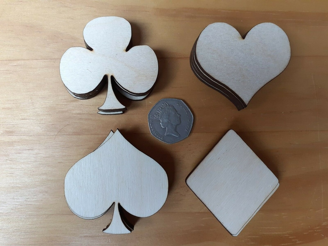 16x Playing Card Shapes Heart Diamond Club Spade Craft Markers 3mm ...