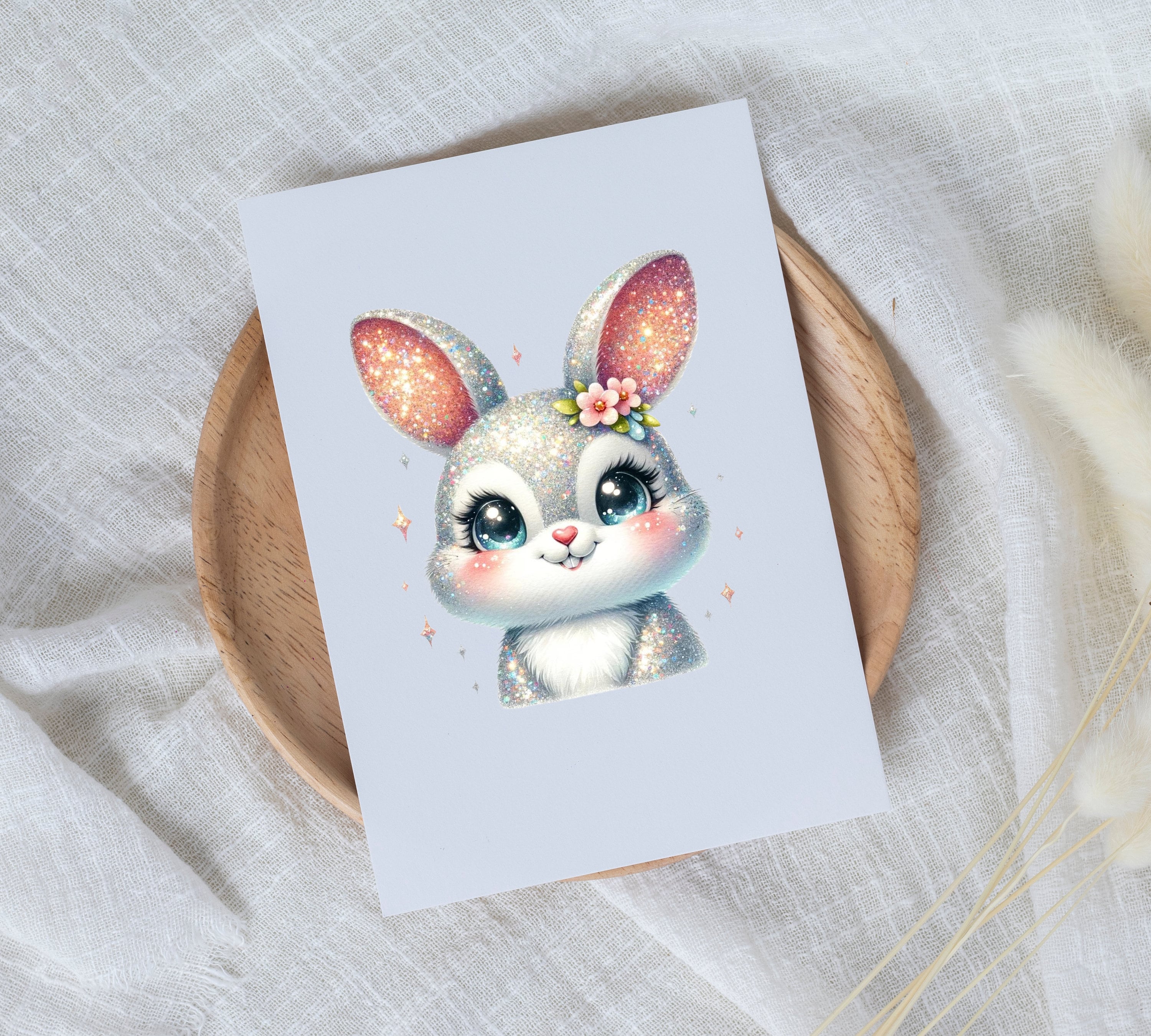 Sparkling Bunny Glitter Clipart: Shiny Rabbit PNG, Festive Spring ...