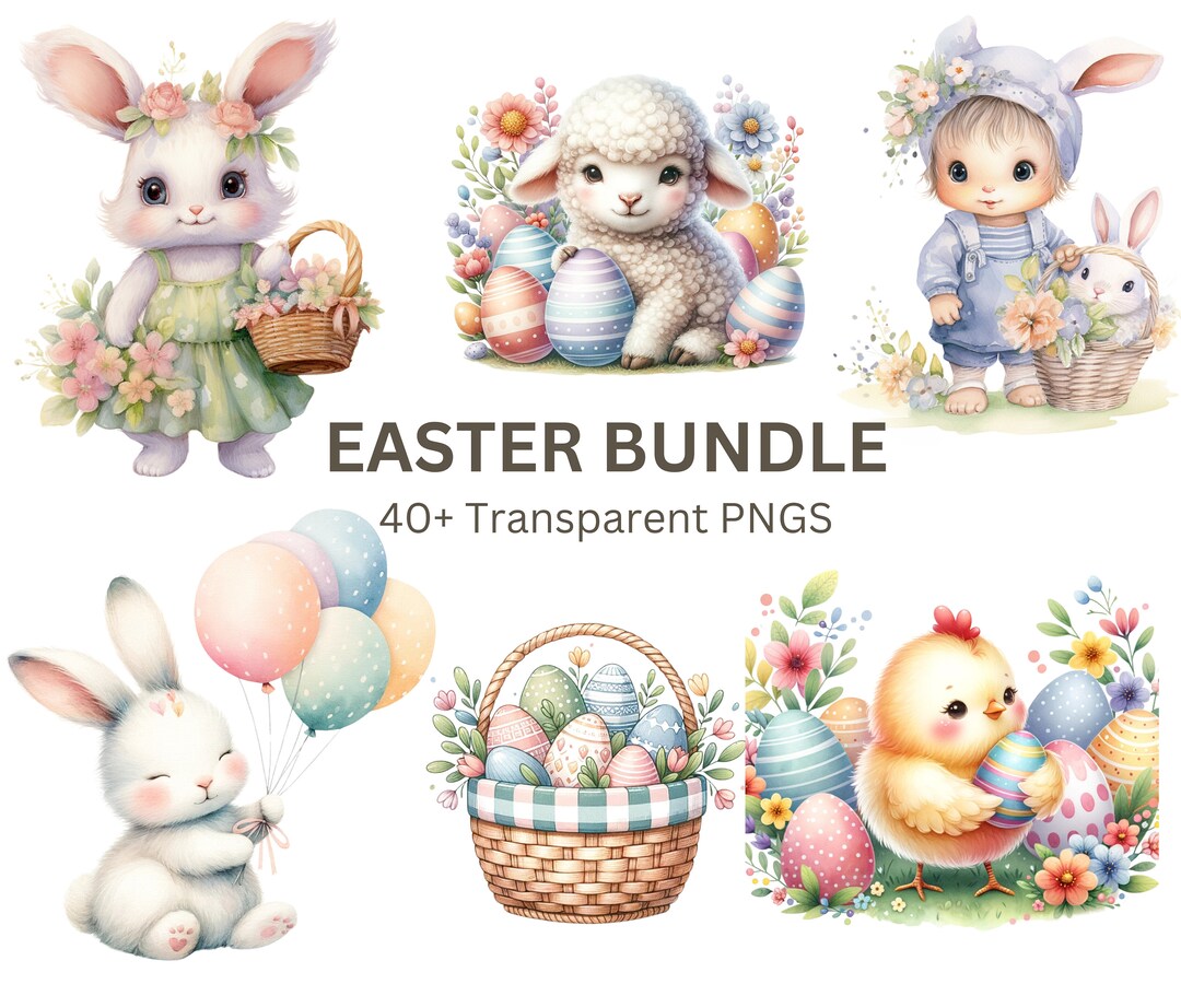 Ultimate Easter Bundle Watercolor Clipart: Vibrant Easter PNG ...