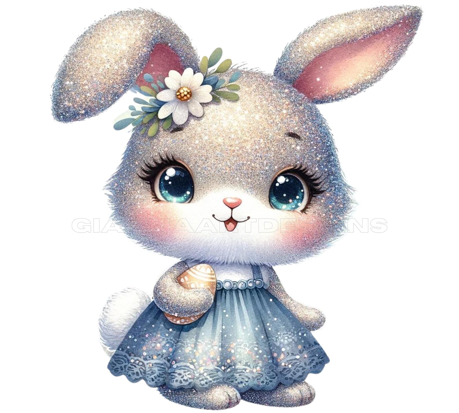 Sparkling Bunny Glitter Clipart: Shiny Rabbit PNG, Festive Spring ...