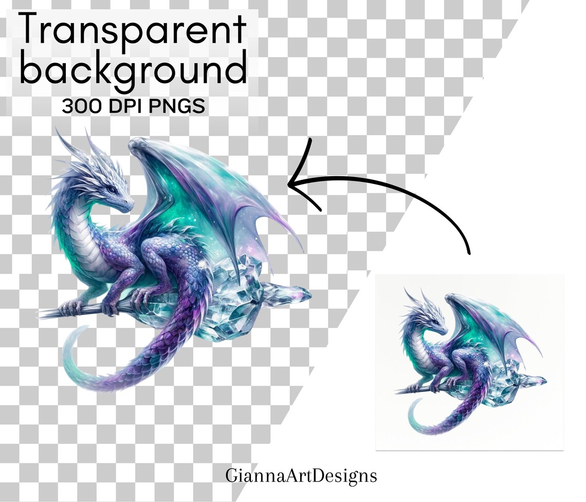 Watercolor Elemental Dragons Clipart - High-resolution PNG, Fantasy ...