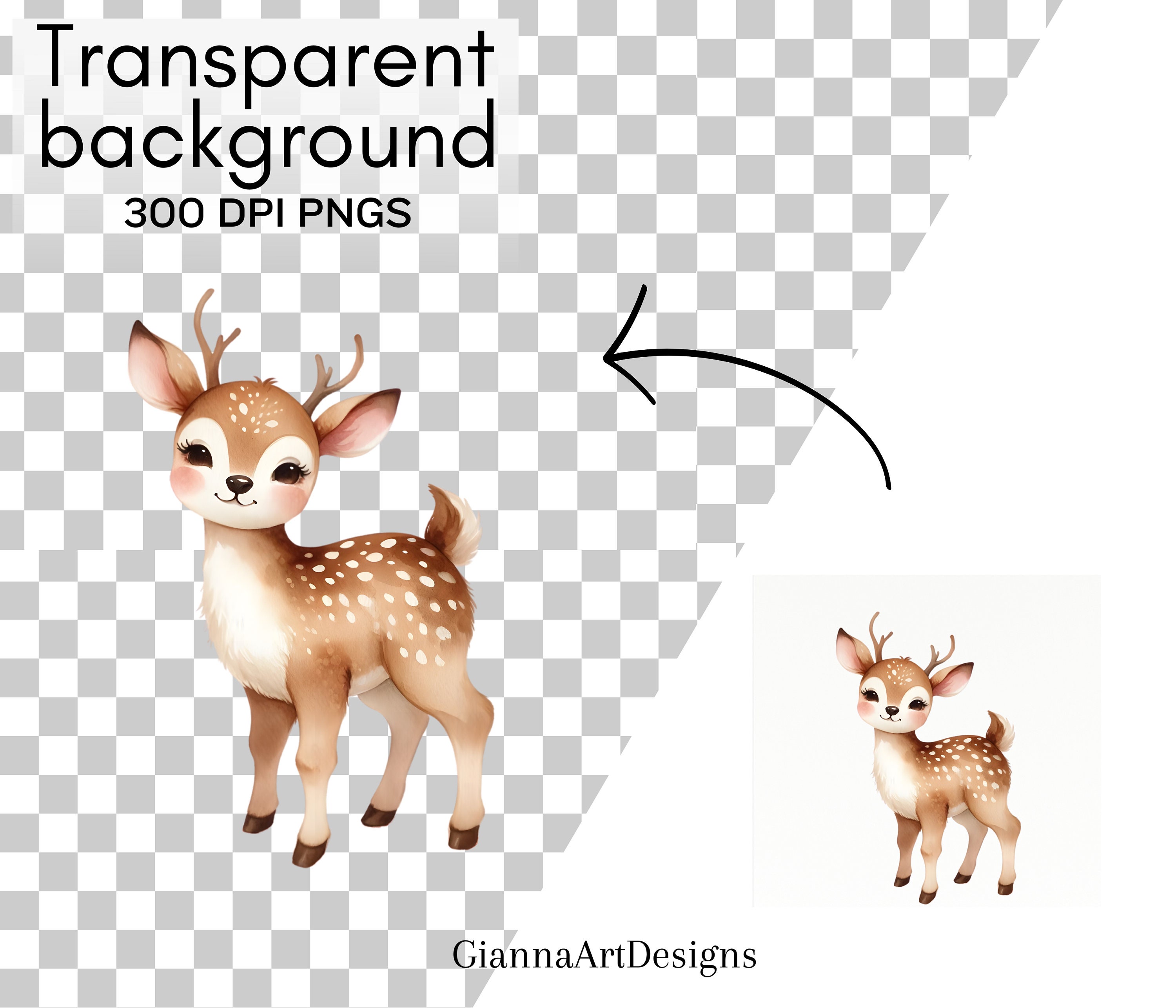 Whimsical Woodland Animals Watercolor Clipart Pngs | Forest Creature ...