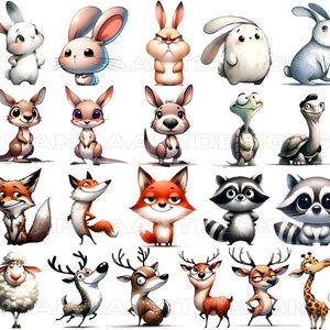 235 Whimsical Animal Watercolor Clipart - Cute & Quirky PNG ...