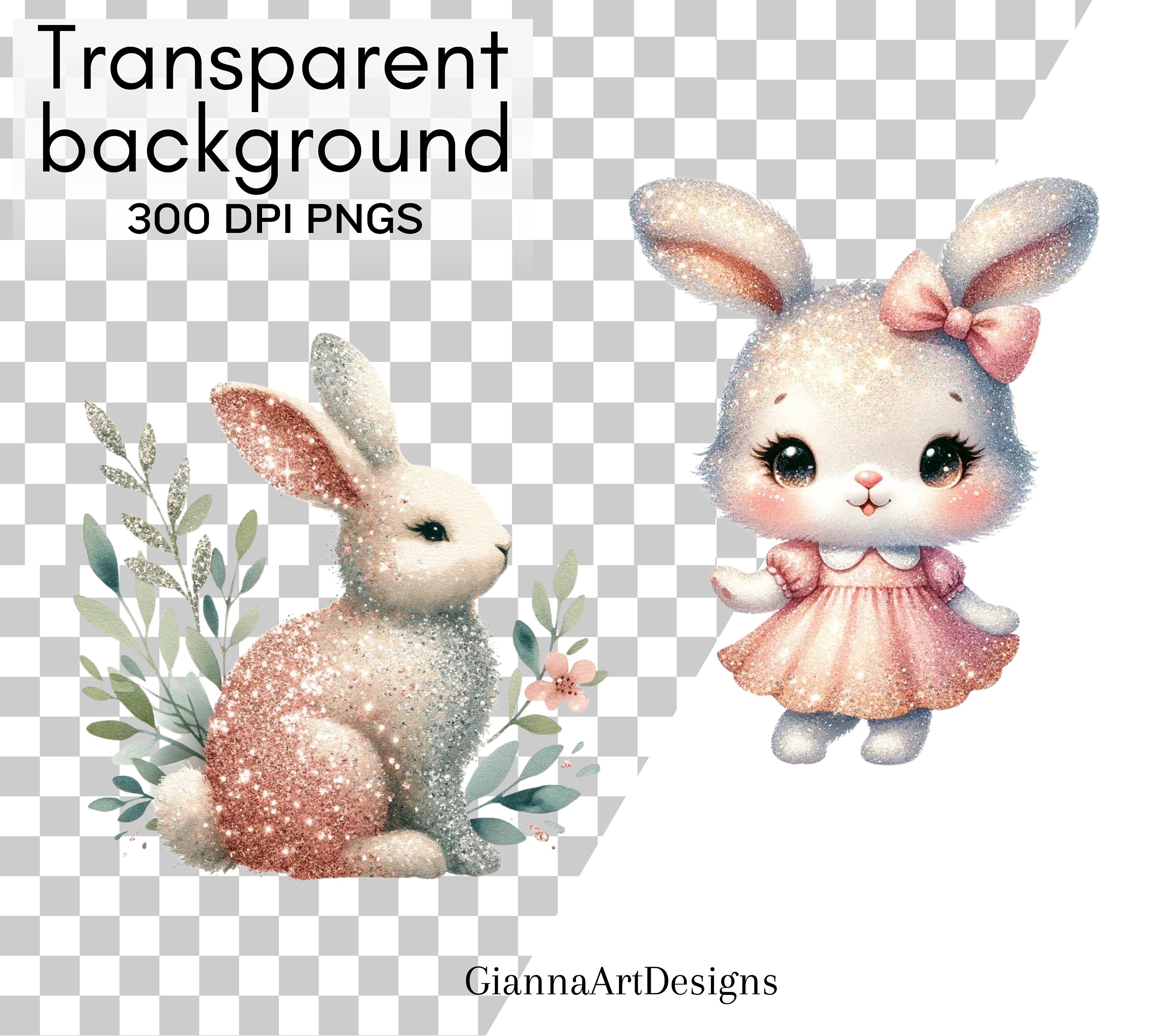 Sparkling Bunny Glitter Clipart: Shiny Rabbit PNG, Festive Spring ...