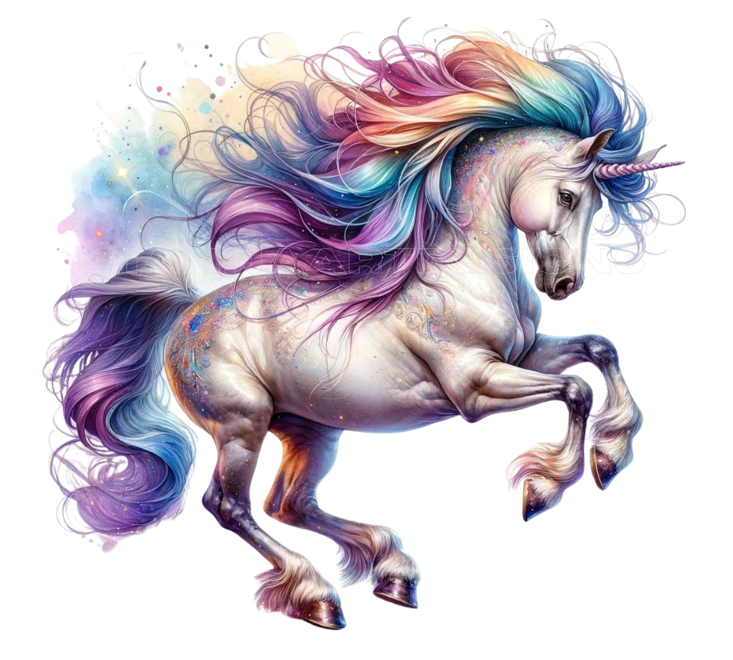Enchanting Unicorn Watercolor Clipart: Magical Unicorn PNG, Fantasy ...