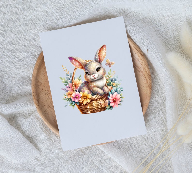 Sparkling Easter Bunny Glitter Clipart: Shiny Rabbit PNG, Festive ...