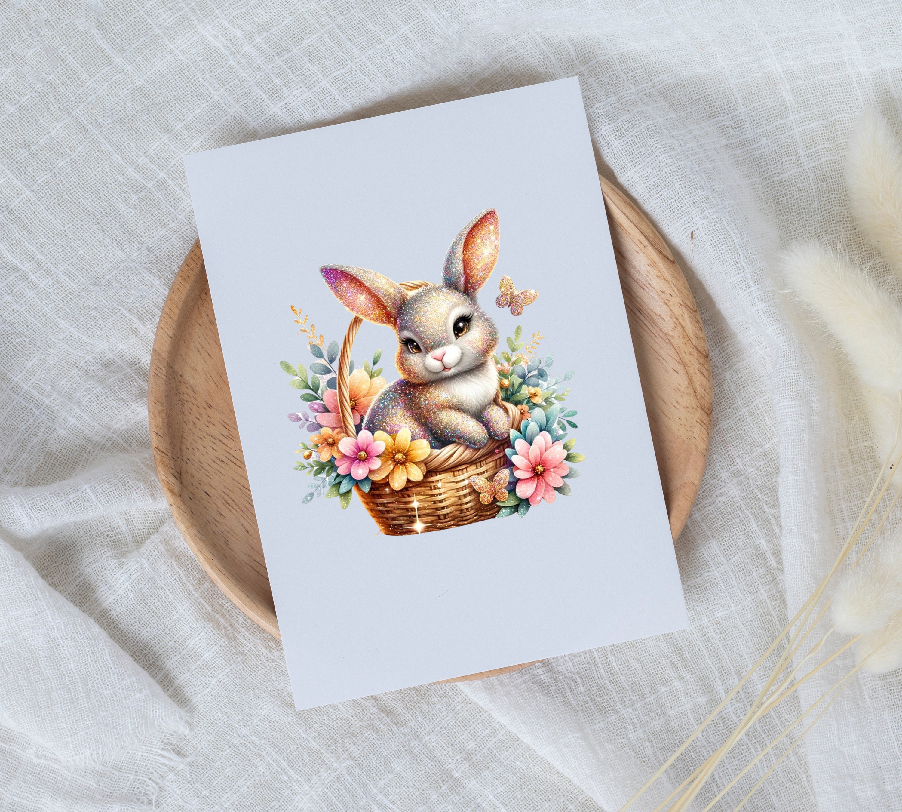 Sparkling Easter Bunny Glitter Clipart: Shiny Rabbit PNG, Festive ...