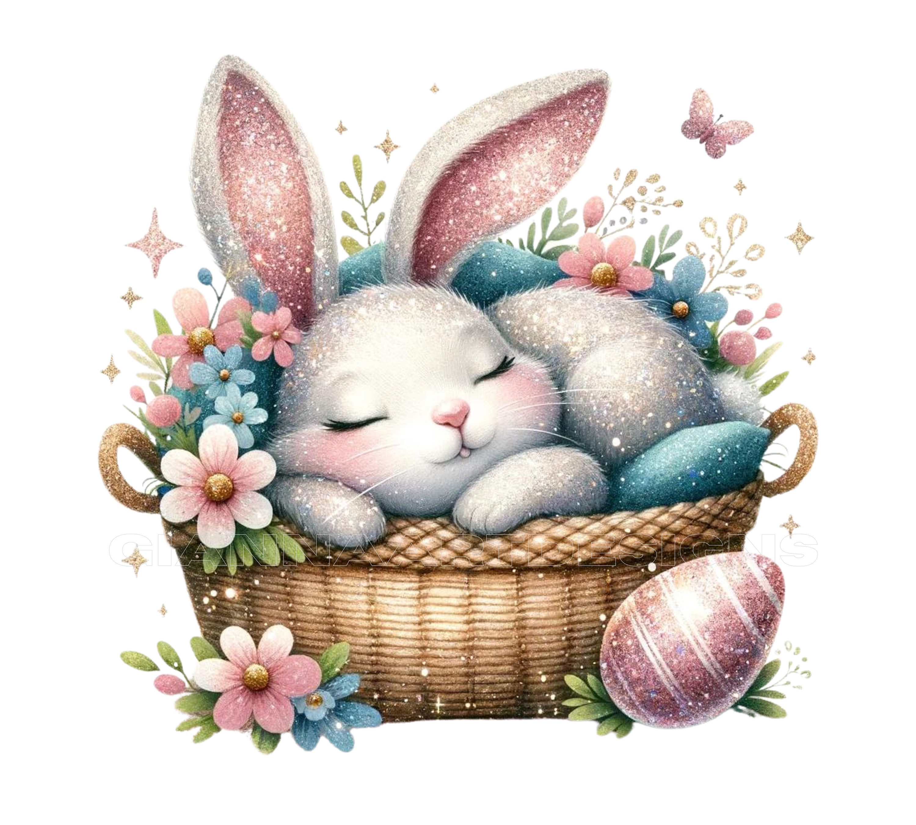 Sparkling Easter Bunny Glitter Clipart: Shiny Rabbit PNG, Festive ...