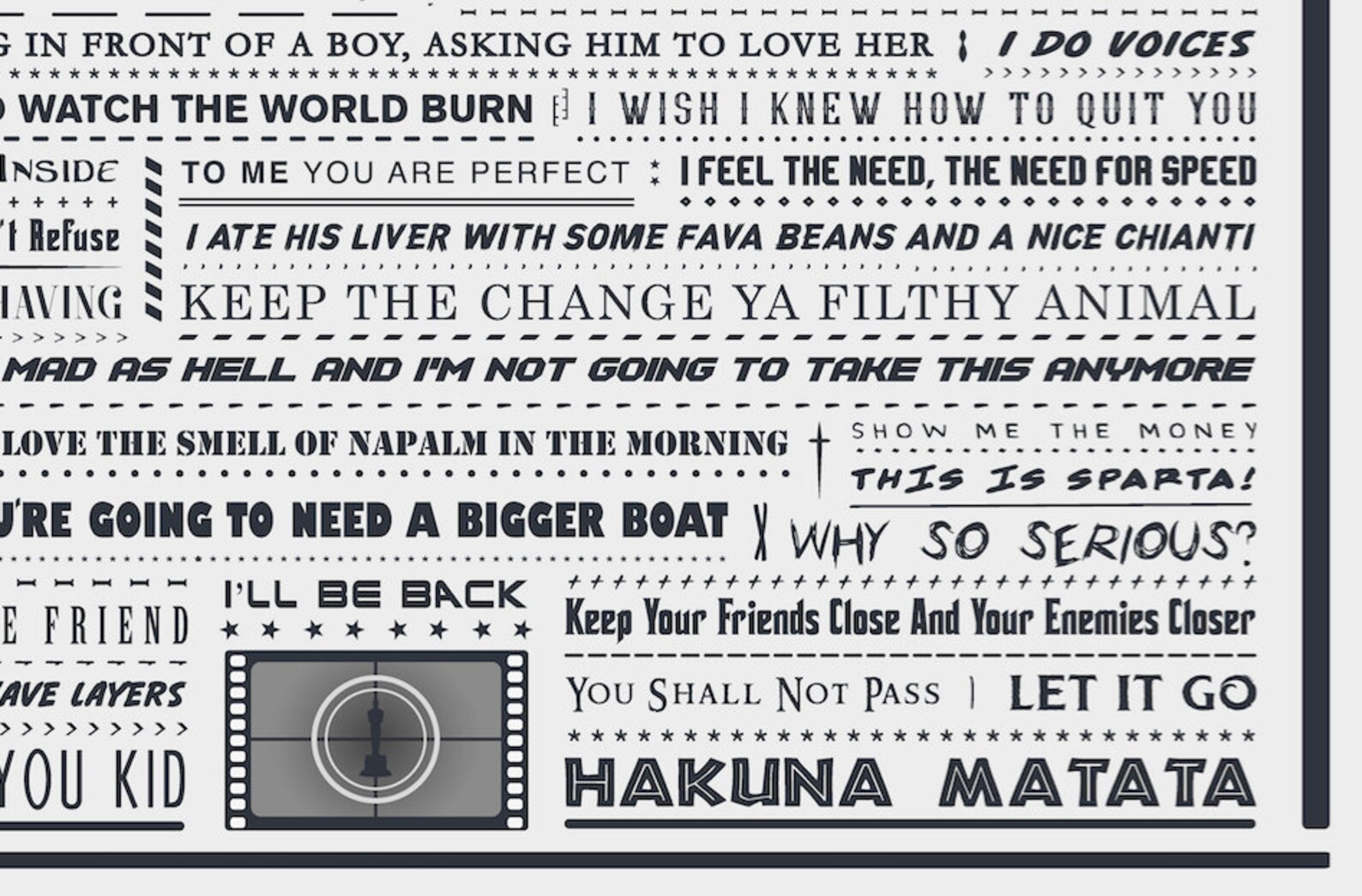 FAMOUS ICONIC FILM Quotes A2 Poster. Memorable Words and Lines of Movie ...