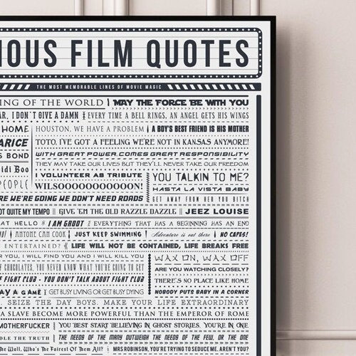 FAMOUS ICONIC FILM Quotes A2 Poster. Memorable Lines of Movie - Etsy