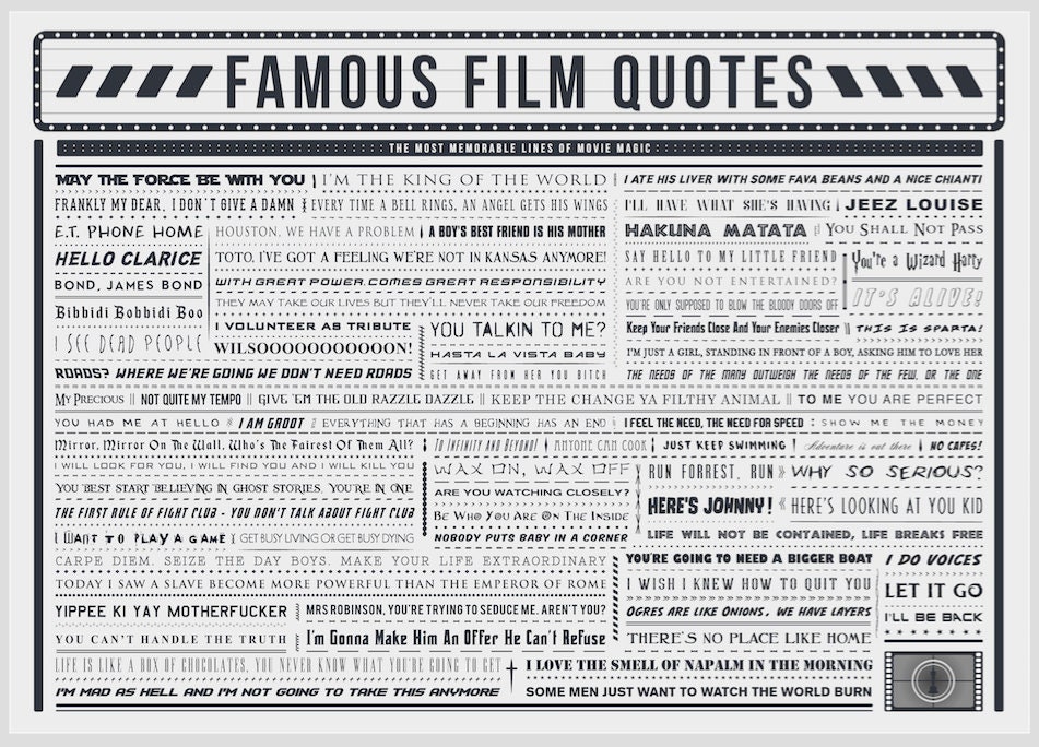 FAMOUS ICONIC Film Quotes A2 Poster. LANDSCAPE. Memorable Words and ...