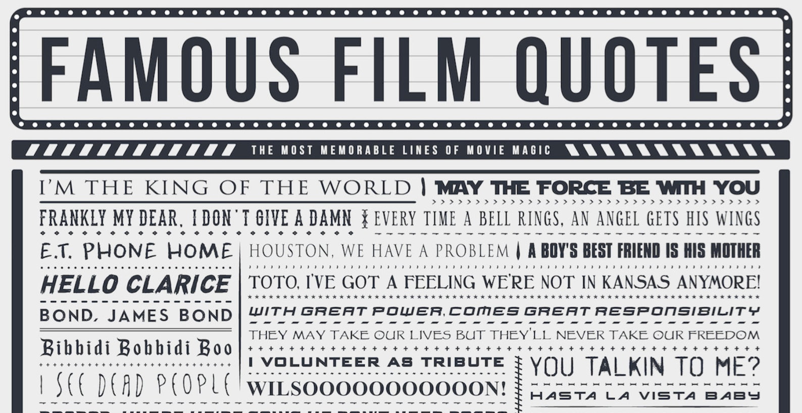 FAMOUS ICONIC FILM Quotes A2 Poster. Memorable Words and Lines of Movie ...