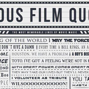 FAMOUS ICONIC FILM Quotes A2 Poster. Memorable Words and Lines of Movie ...