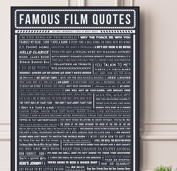 FAMOUS ICONIC FILM Quotes A2 Poster. Memorable Lines of Movie | Etsy
