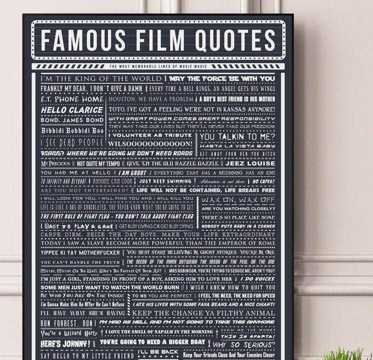 FAMOUS ICONIC FILM Quotes A2 Poster. Memorable Words and Lines of Movie ...