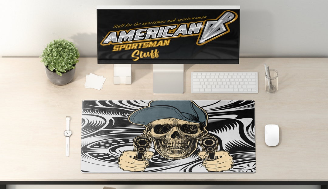Grim Reaper Skull and Guns Desk Pad | Mouse Pad - Etsy