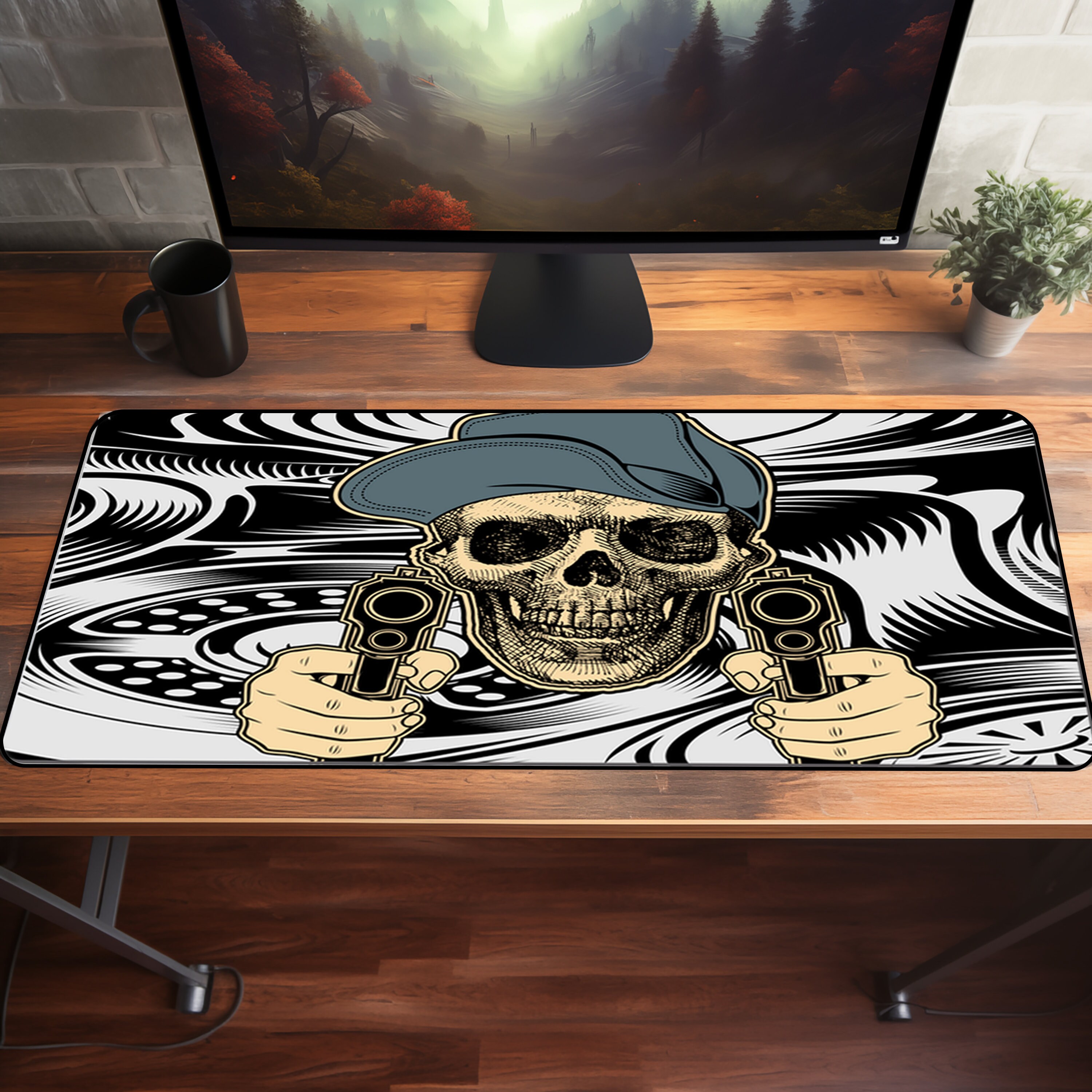Grim Reaper Skull and Guns Desk Pad | Mouse Pad - Etsy