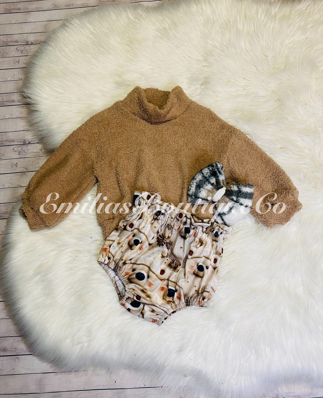 Winter Polar Bear Bloomers and Fuzzy Mock Neck Top|leotard|peplum ...