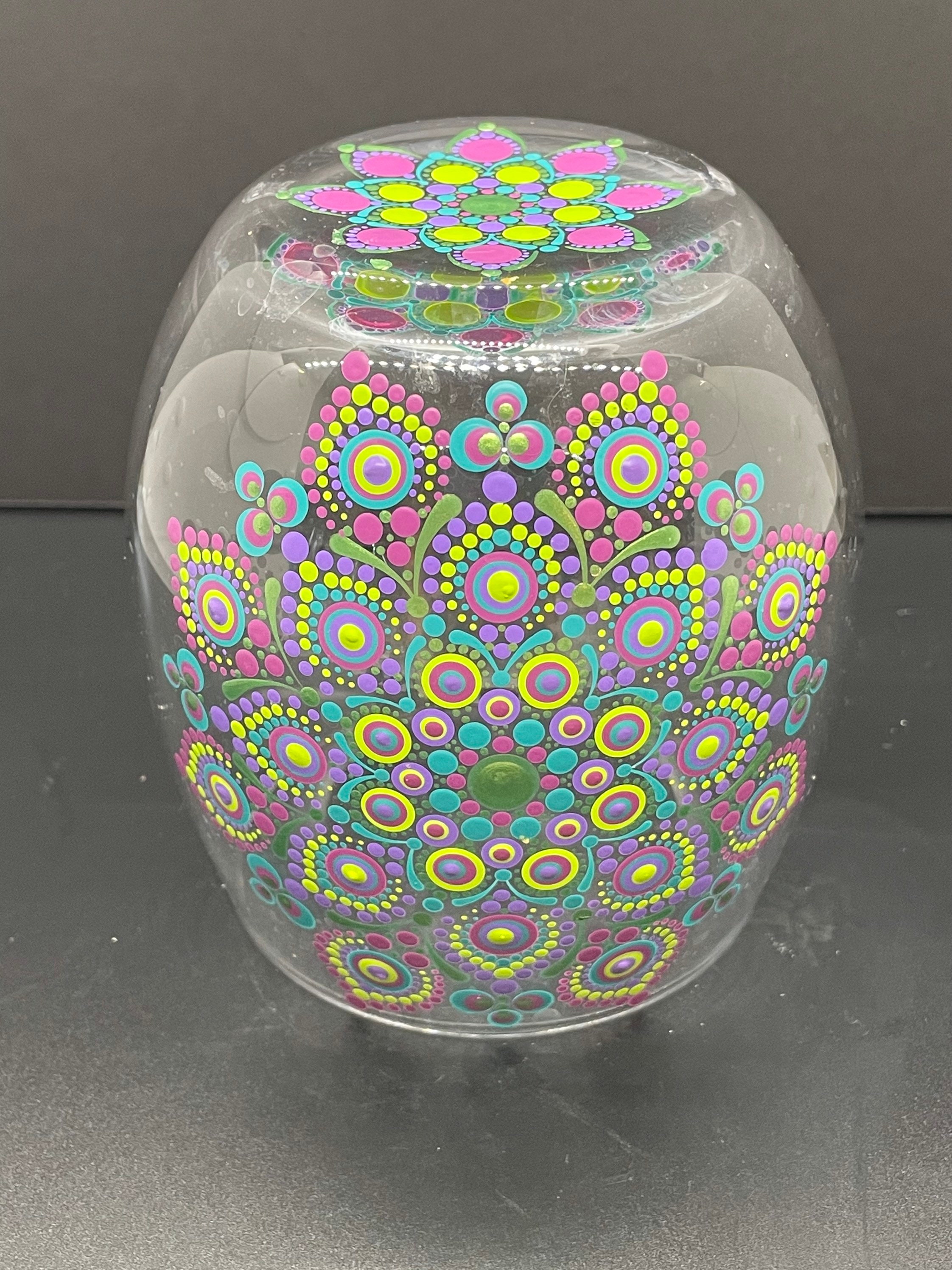 Hand Painted Dot Art 18 Oz Single Wine Glass - Etsy