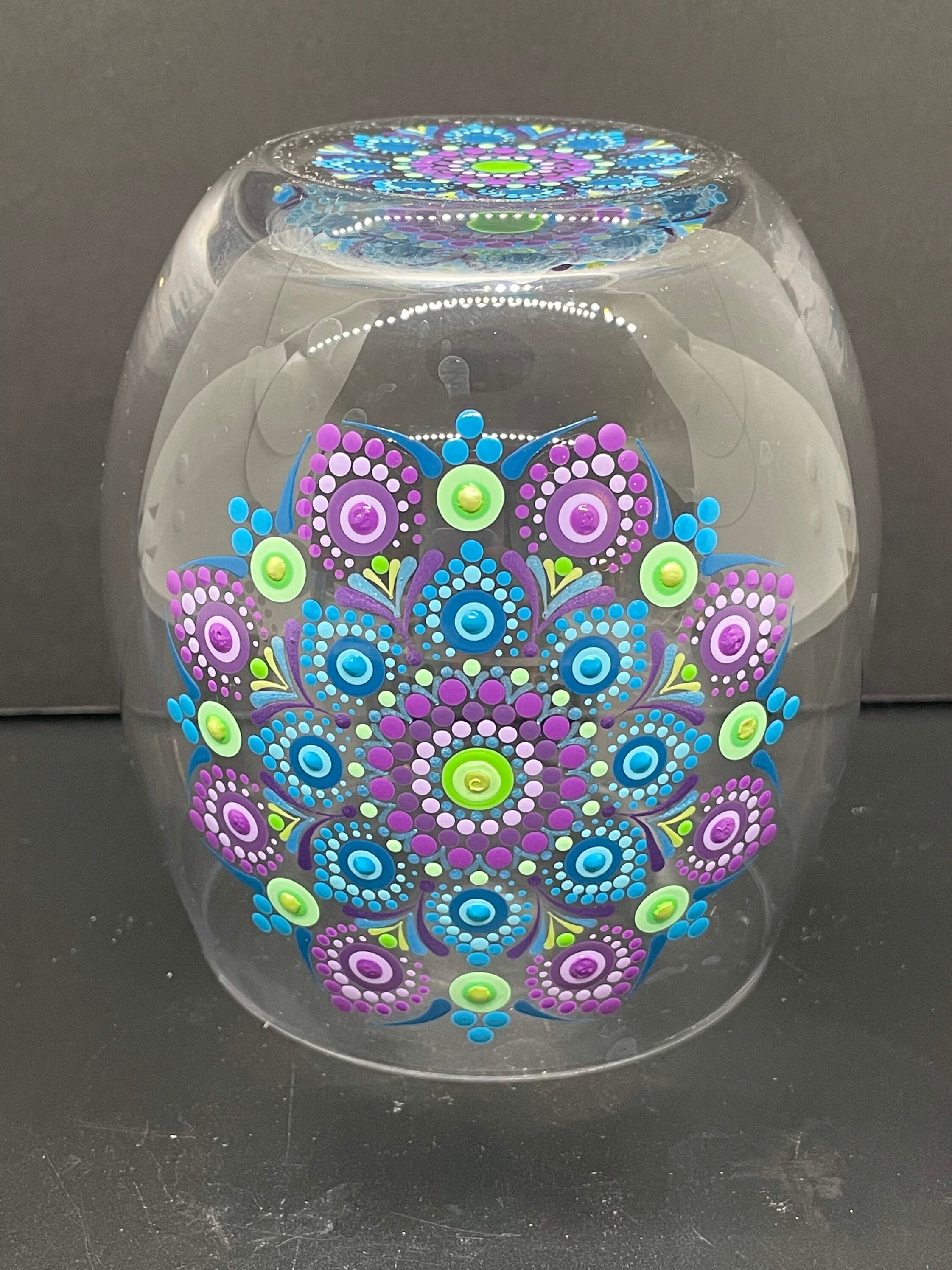 Hand Painted Dot Art 18 Oz Wine Glass Pair - Etsy