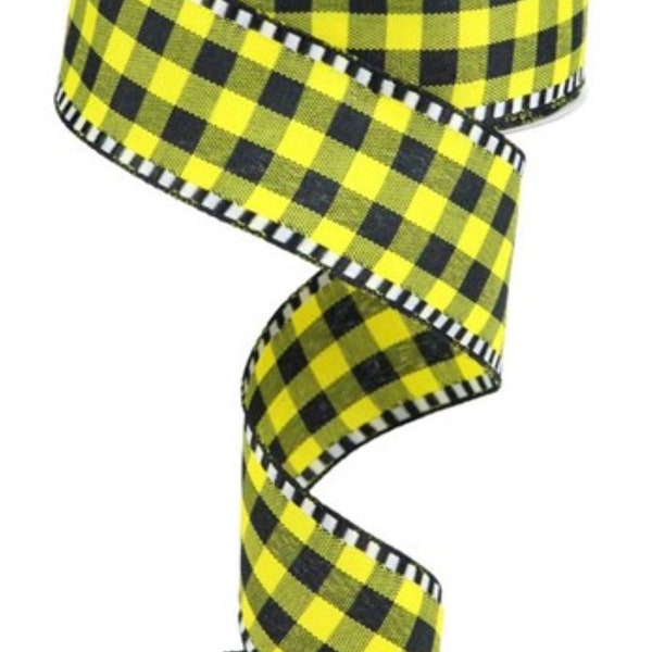 Yellow and Black Wired Ribbon - Etsy