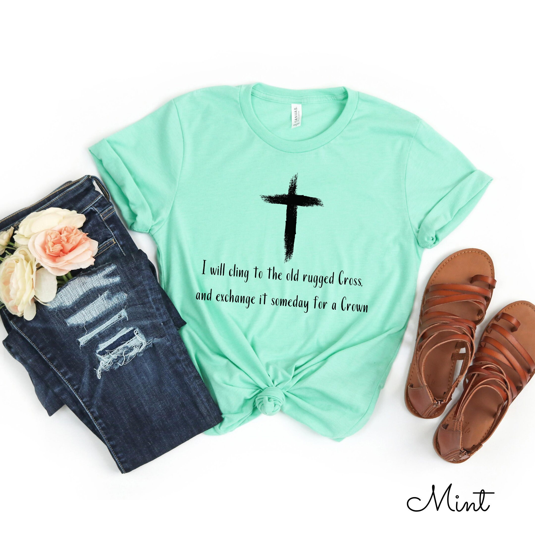 Old Rugged Cross Tee Cross T-shirt Women's Faith Tee - Etsy