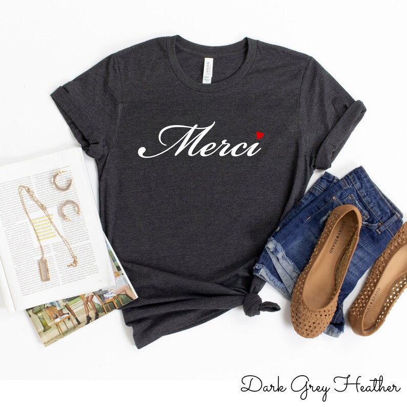 Merci White Tshirt French Shirt Paris Tee Thankful Tee - Etsy