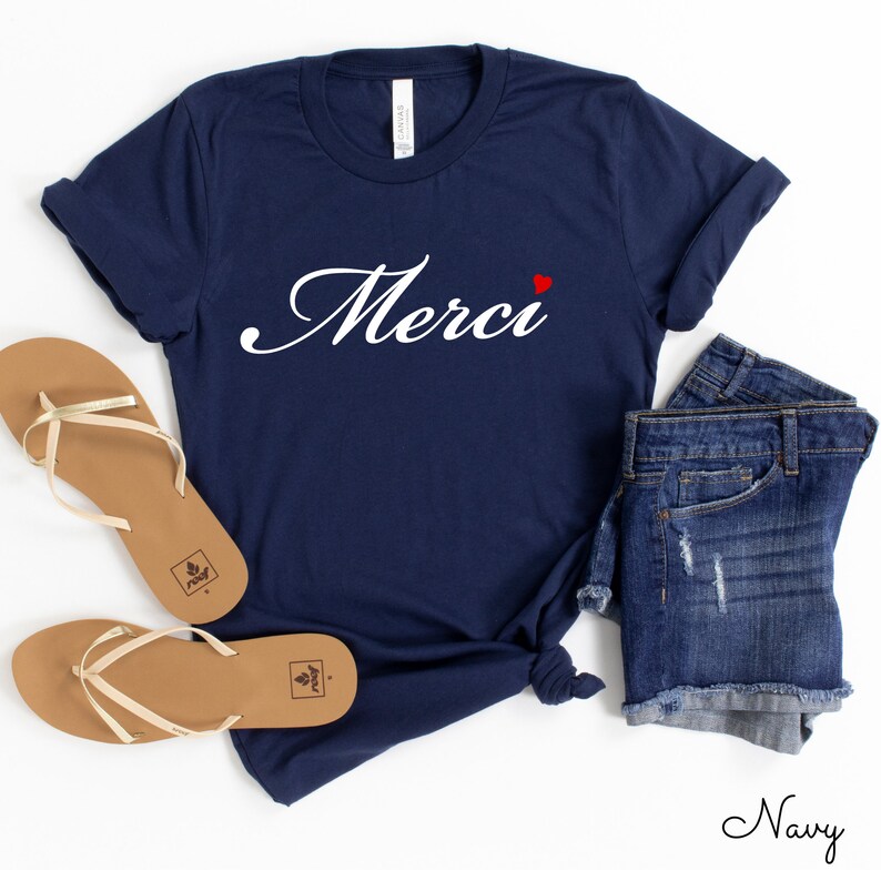 Merci White Tshirt French Shirt Paris Tee Thankful Tee - Etsy