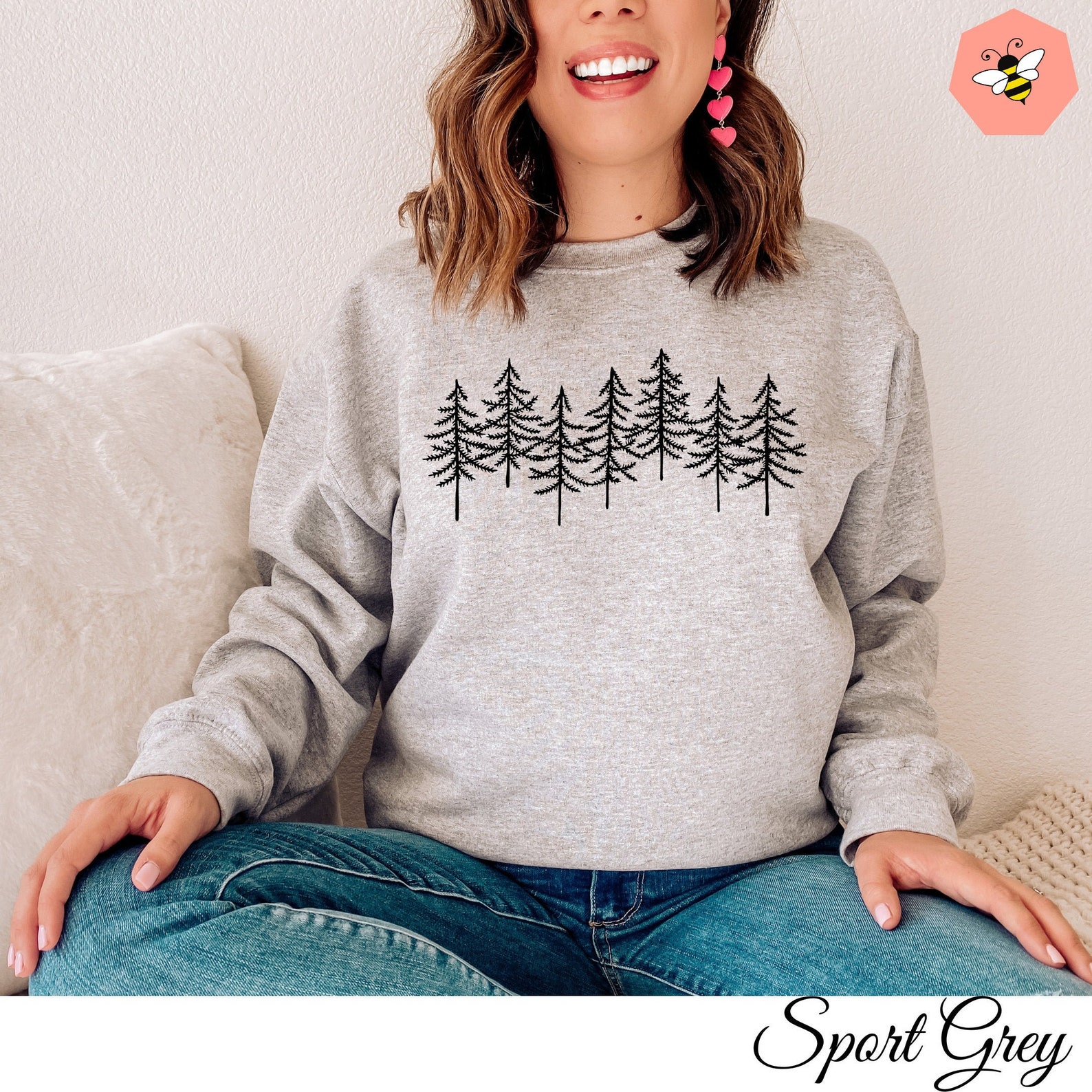 Pine Tree Line Sweatshirt Tree Hugger Sweatshirt Ladies - Etsy