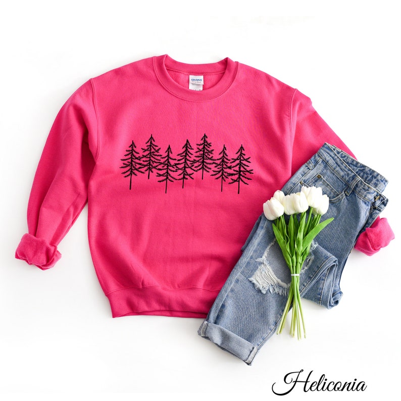 Pine Tree Line Sweatshirt Tree Hugger Sweatshirt Ladies - Etsy