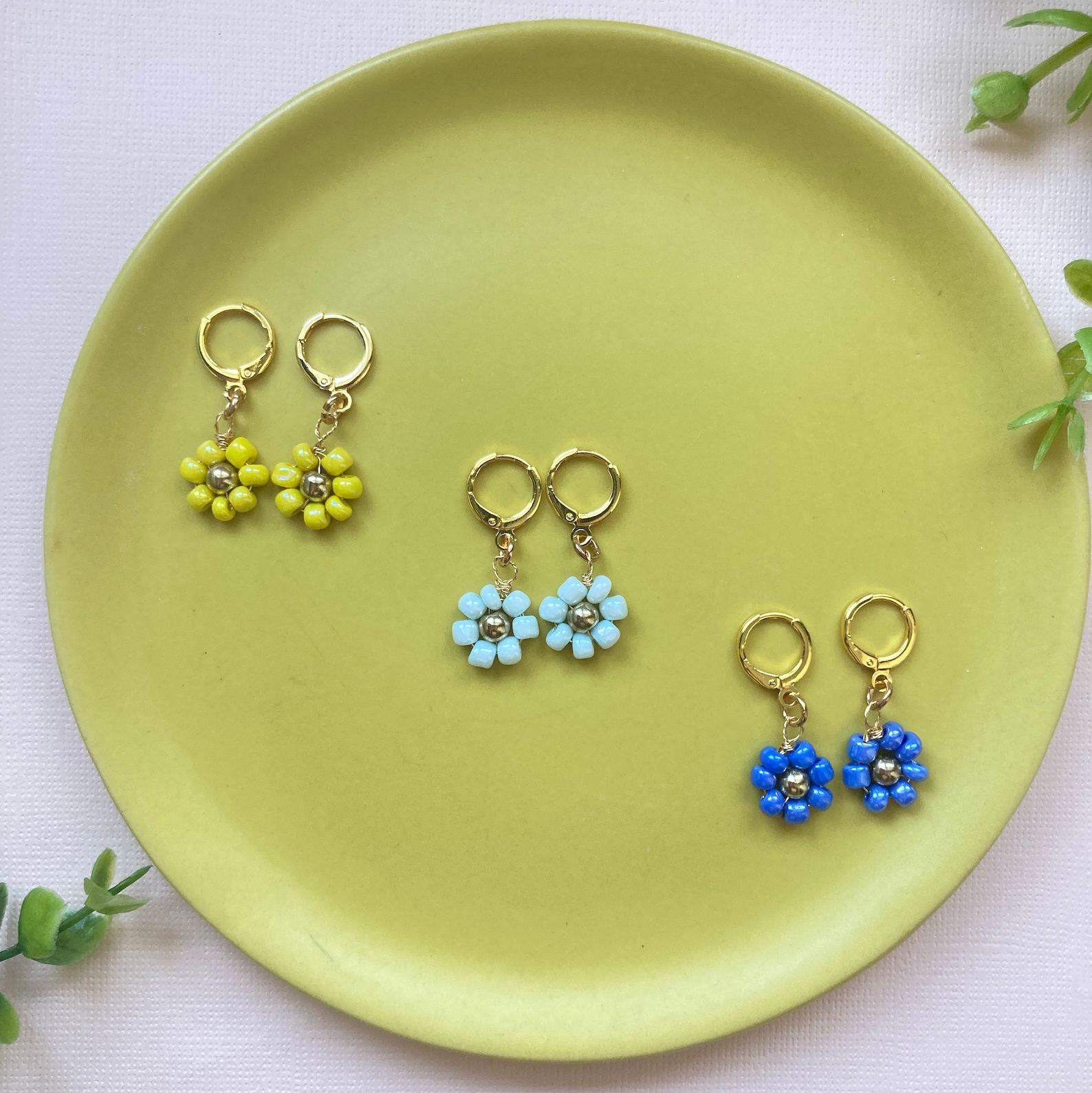 Daisy Seed Bead Earrings, Handmade Floral Dainty Jewelry, Spring Gift ...