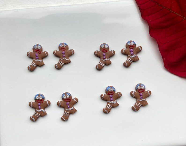 Gingerbread Man Stud Earrings, Handmade Clay Holiday Jewelry, Gift for ...