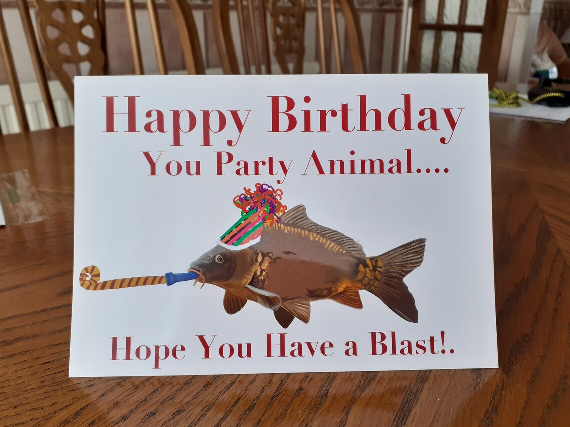 Fun Carp Fisherman Birthday Card Carp Angler You Party Animal - Etsy UK